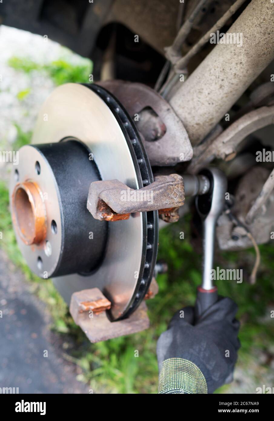 Repairing of car disc brake system Stock Photo - Alamy