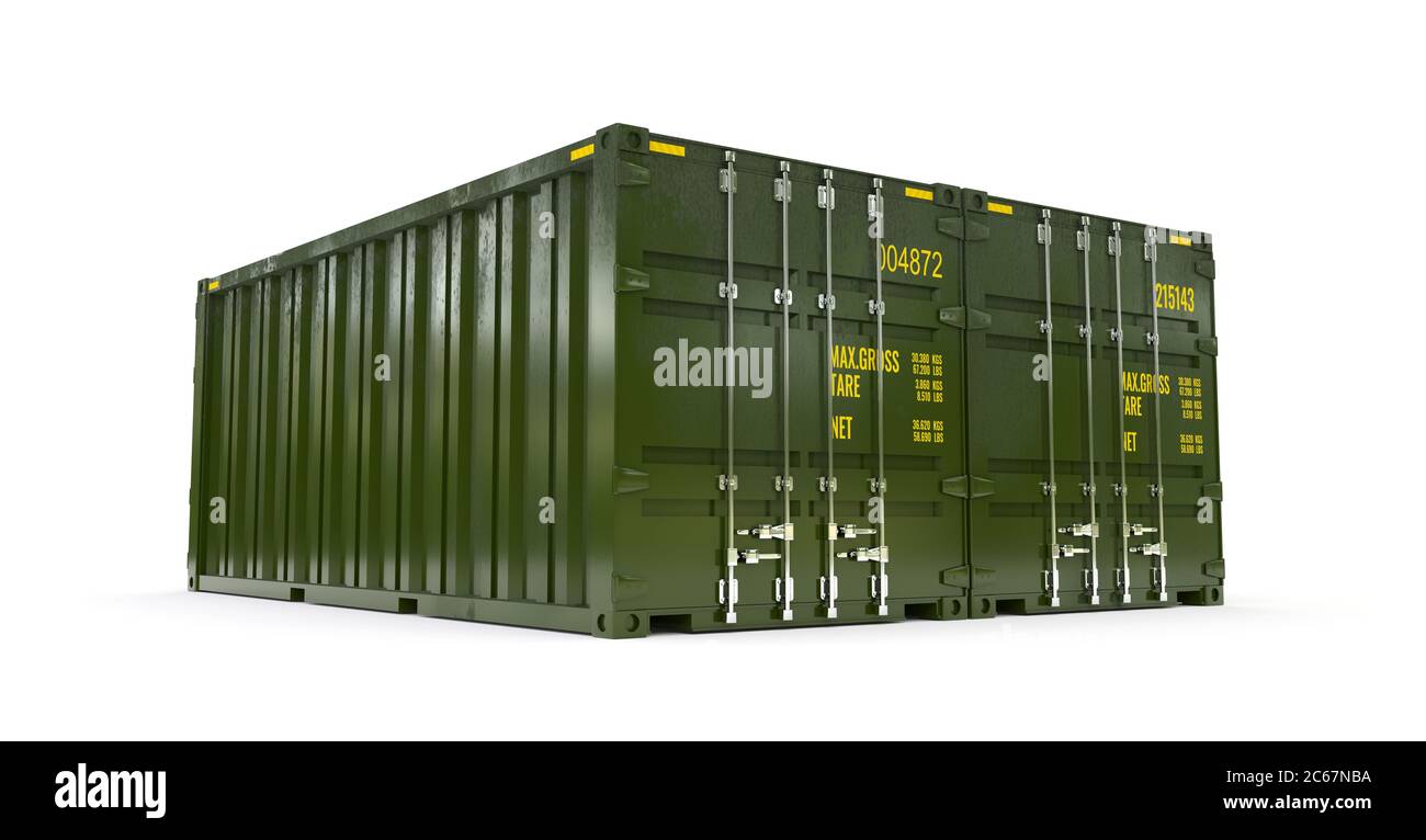 green sea container on white background 3D rendering Stock Photo - Alamy