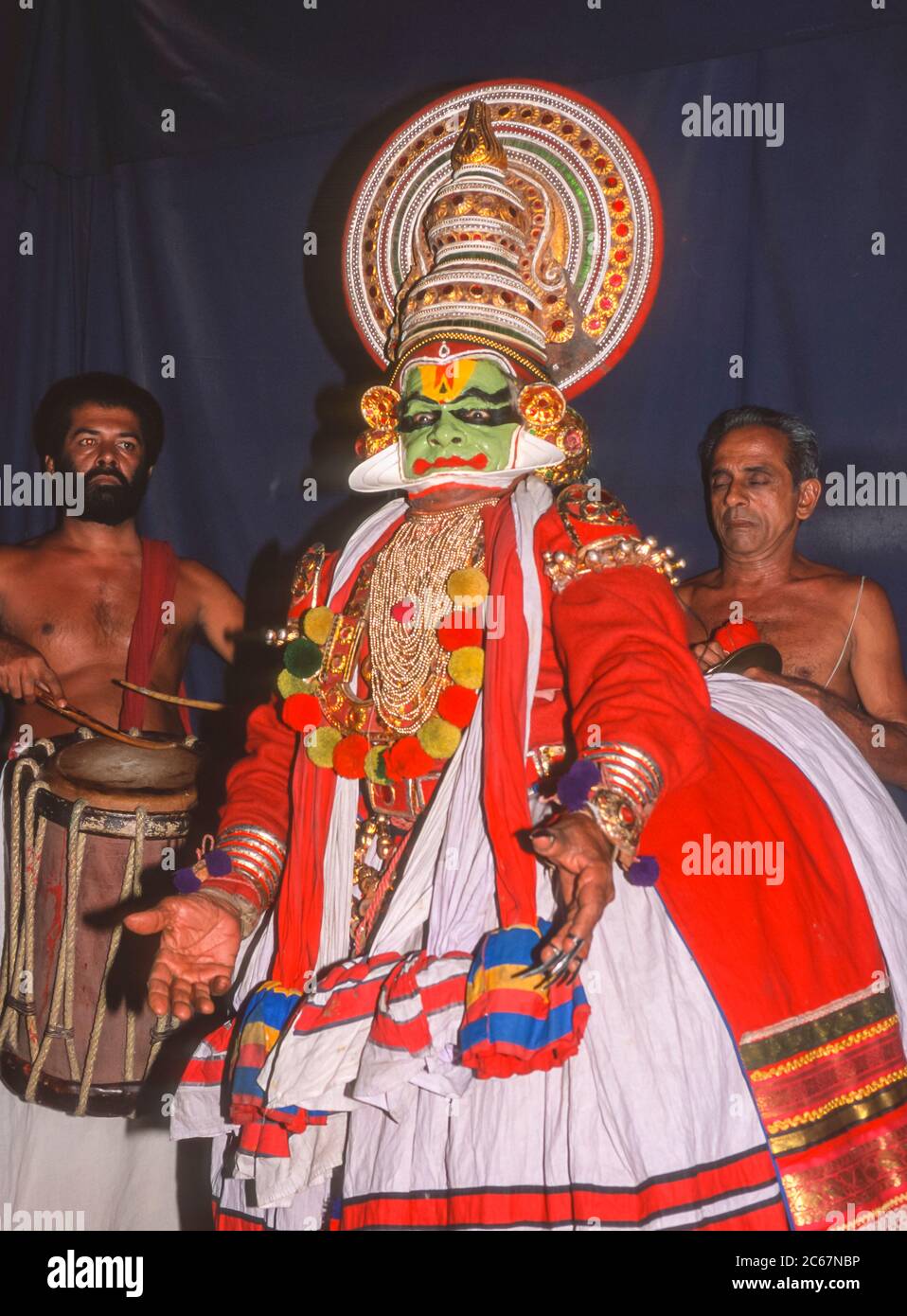 COCHIN, KERALA, INDIA - Male Kathakali dancer acts out an ancient ...