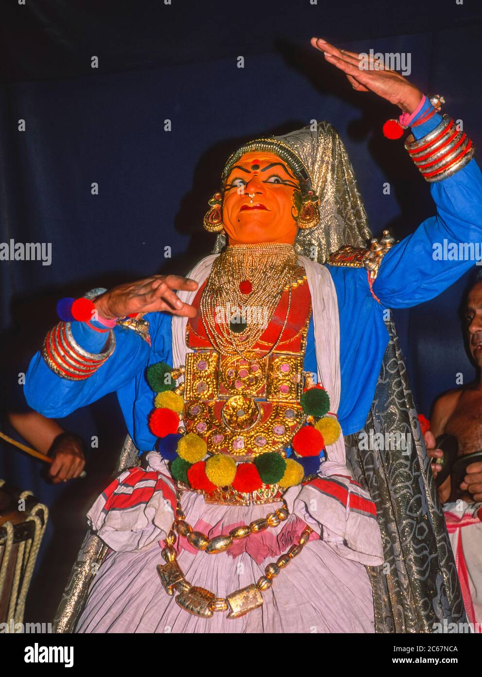 COCHIN, KERALA, INDIA - Male Kathakali dancer acts out an ancient ...