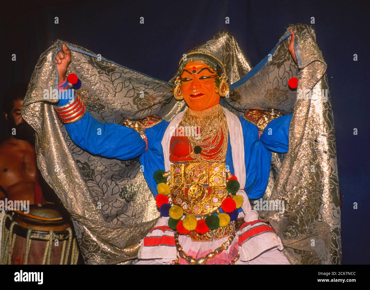 COCHIN, KERALA, INDIA - Male Kathakali dancer acts out an ancient ...