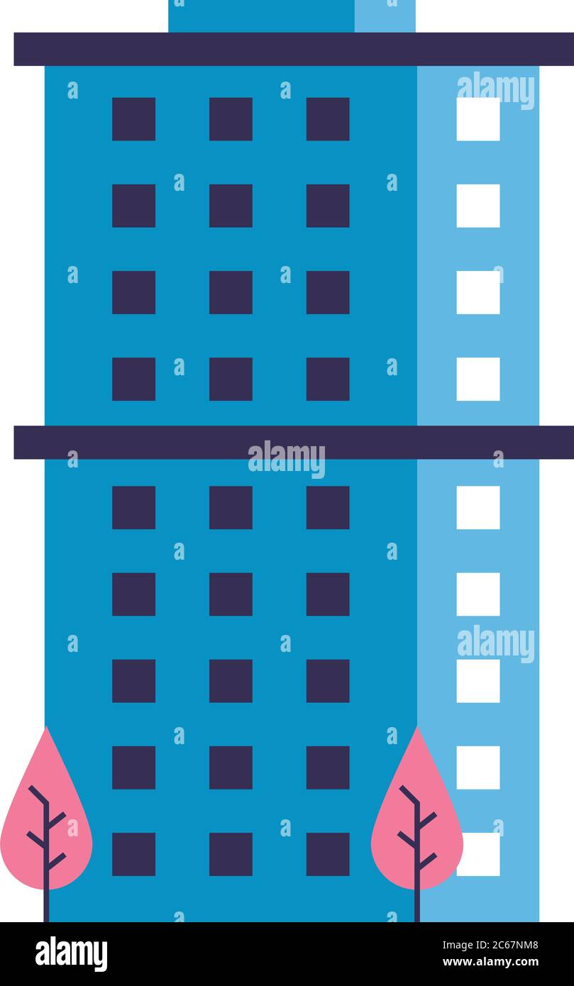 building construction with trees city scene vector illustration design ...