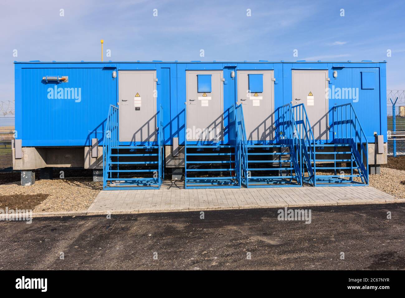 Industrial electrical transformer substation at the facility under ...