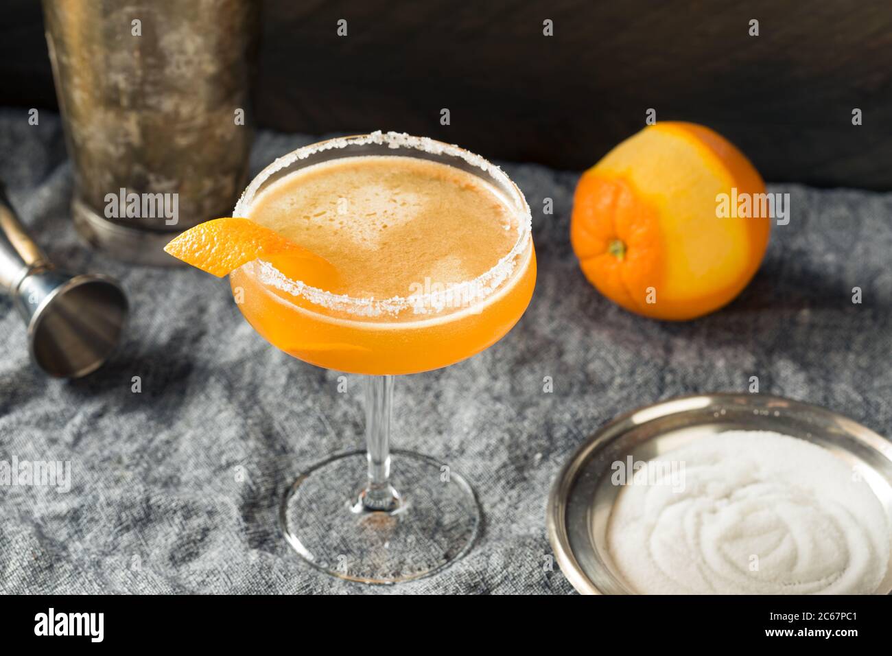 Boozy Orange Sidecar Cocktail with a Sugar Rim Stock Photo - Alamy