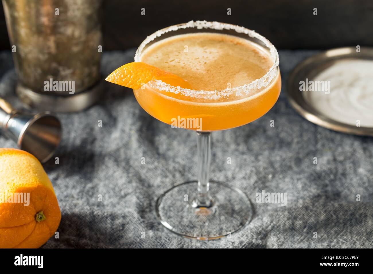 Boozy Orange Sidecar Cocktail with a Sugar Rim Stock Photo - Alamy