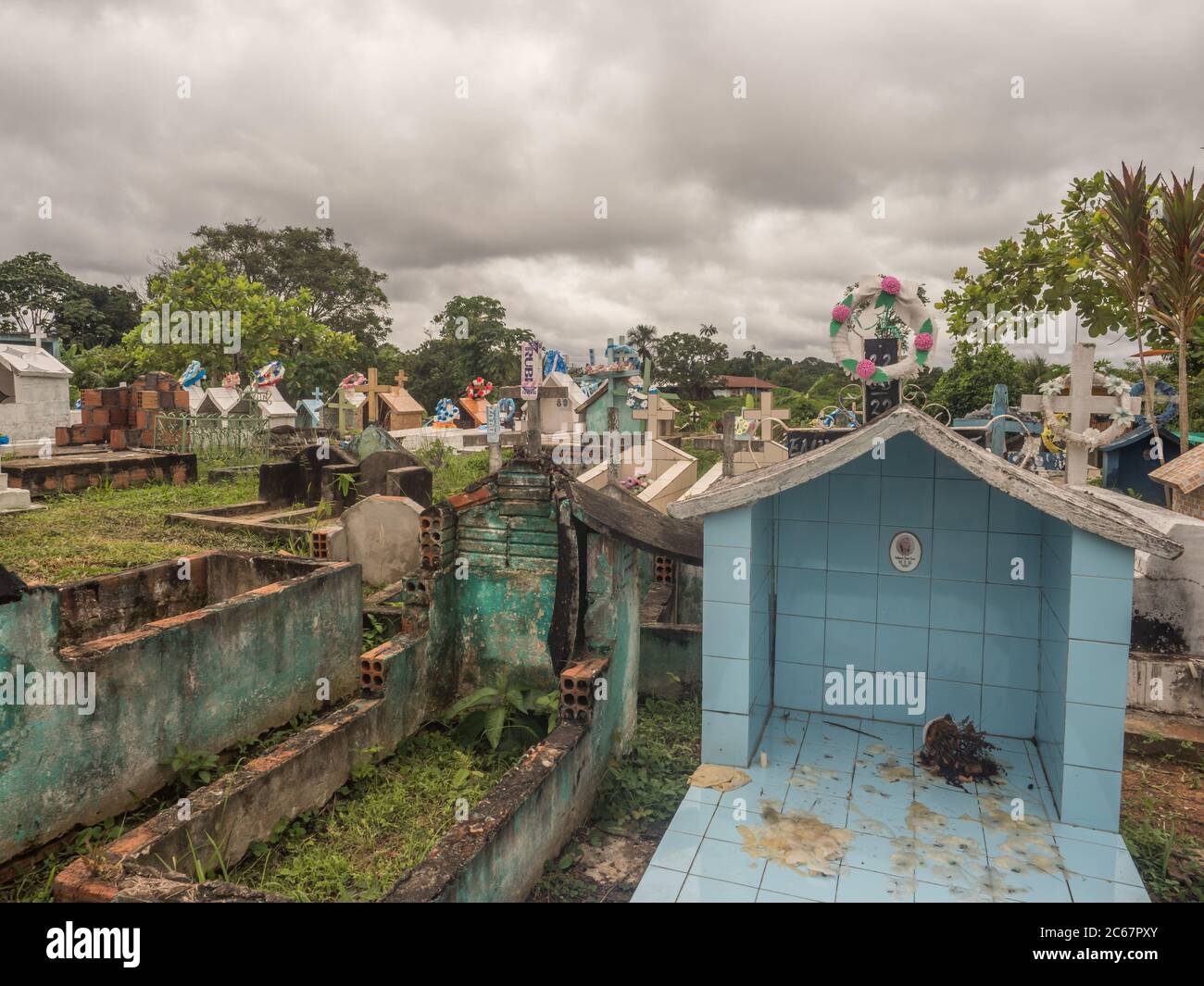 Benjamin Constant, Amazonas,Brazil - December 1 , 2018: Local cemetery ...