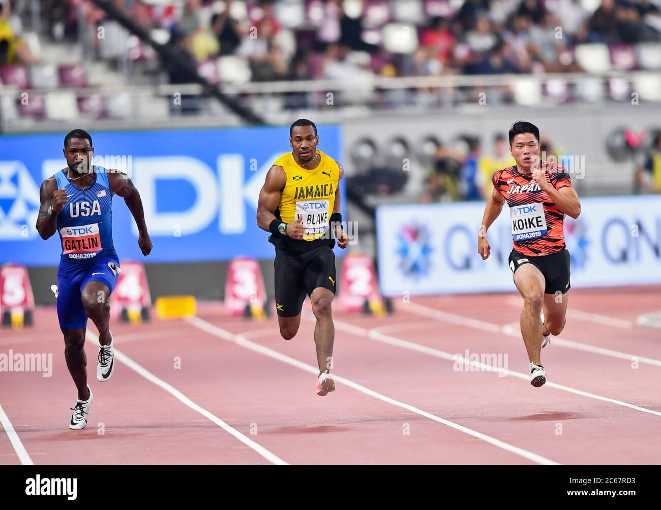 Justin Gatlin (USA), Yohan Blake (Jamaica), Yuki Koike (Japan). 100 ...