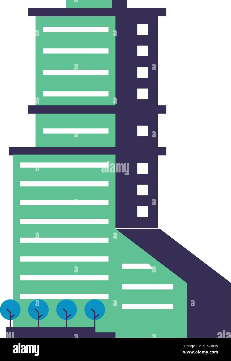 building construction with trees city scene vector illustration design ...