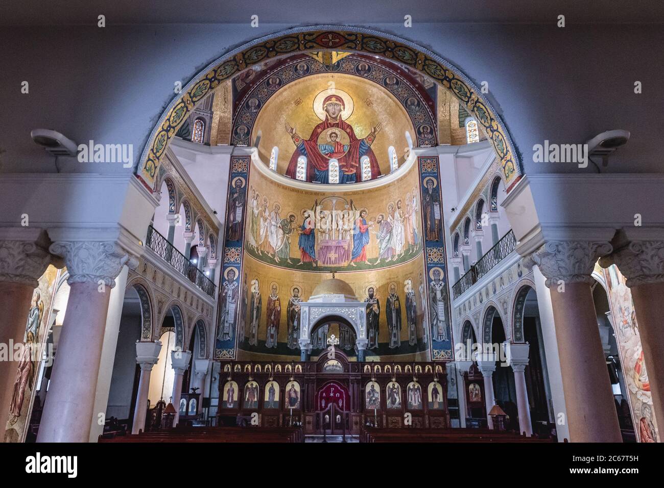Interior of Byzantine style Melkite Greek Catholic basilica of Saint ...