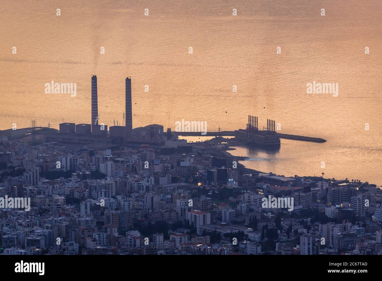 Cities over Mediterranean Sea coast in Our Lady of Lebanon Marian ...