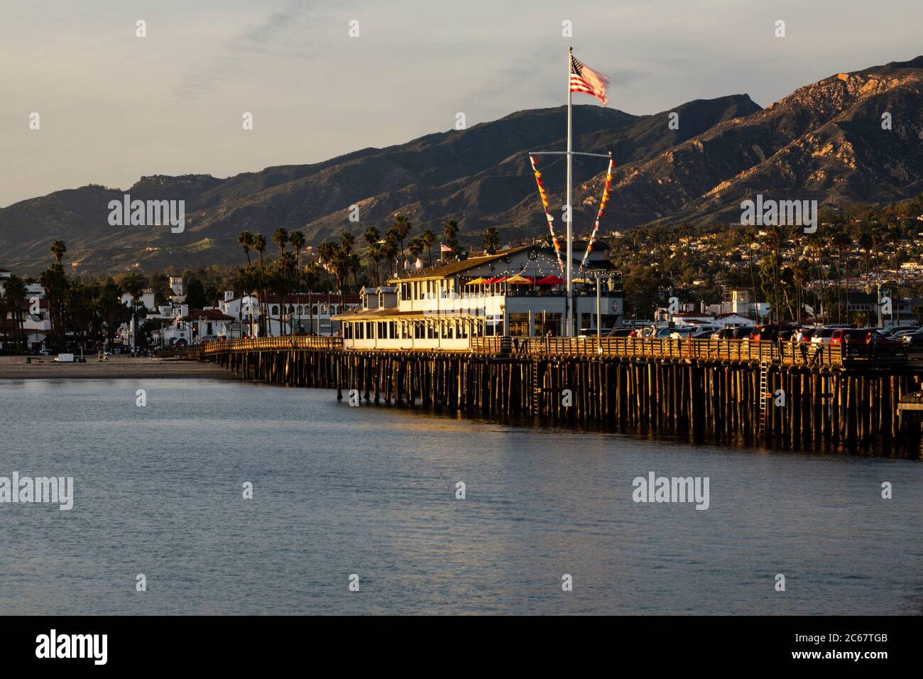 Santa Barbara Pier at sunset, California, USA Stock Photo - Alamy