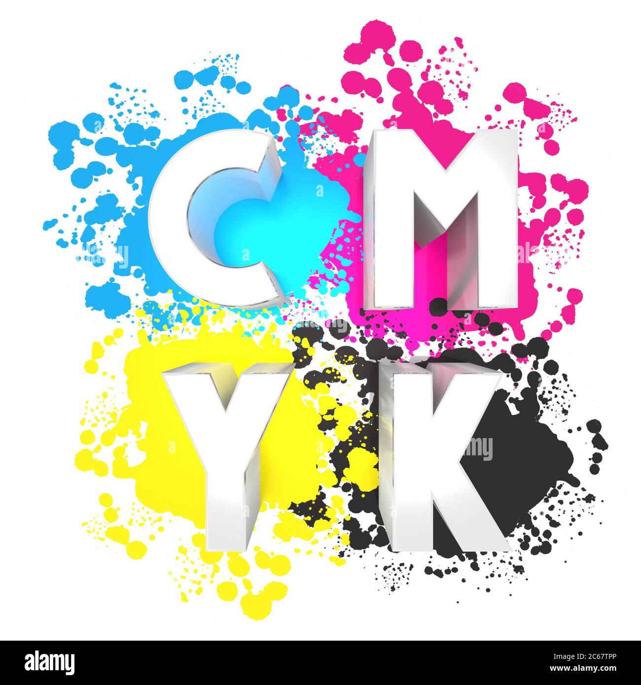 Typographical CMYK concept - cyan, magenta, yellow, black - 3D ...