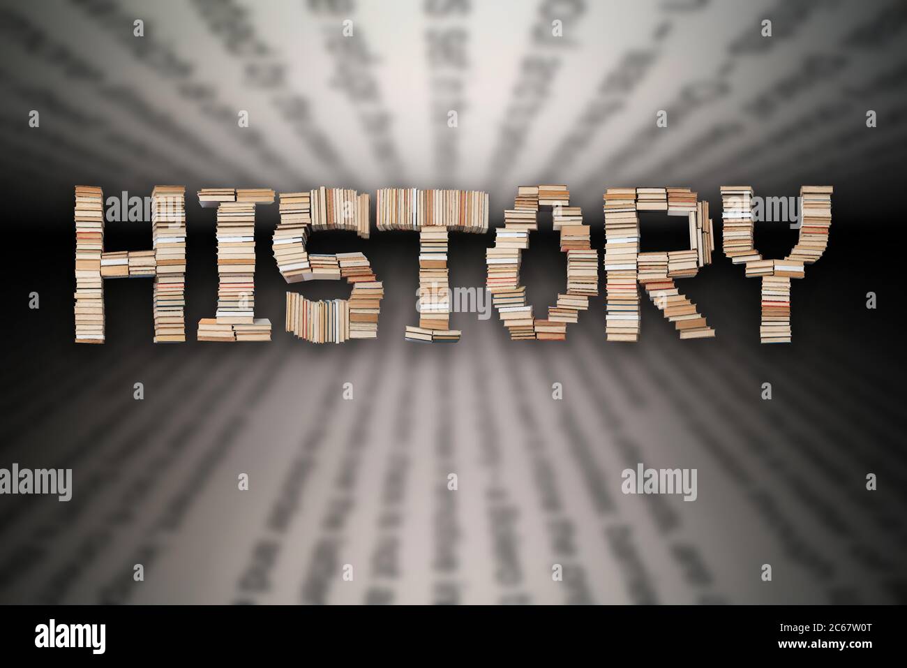 History word text and open book in the background. Education and ...