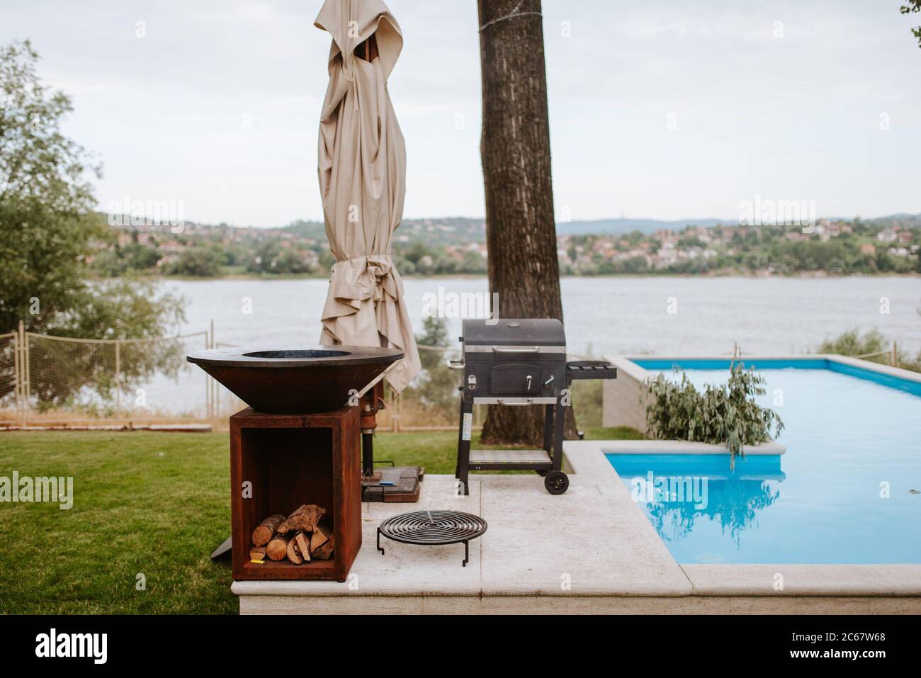 Swimming pool barbecue hi-res stock photography and images - Alamy