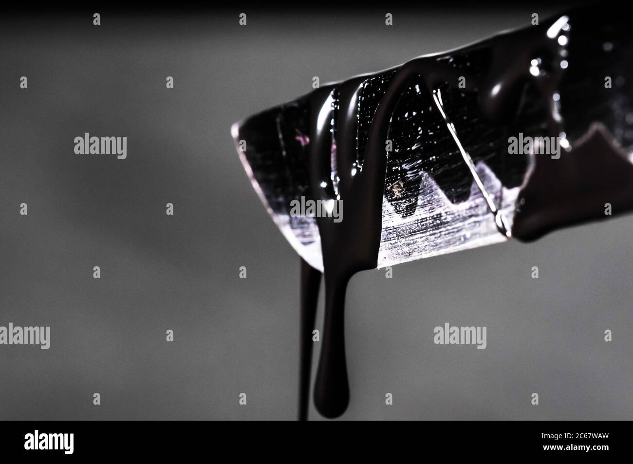 Sharp Katana Sword Blade Dripping Black Color Painting Stock Photo - Alamy