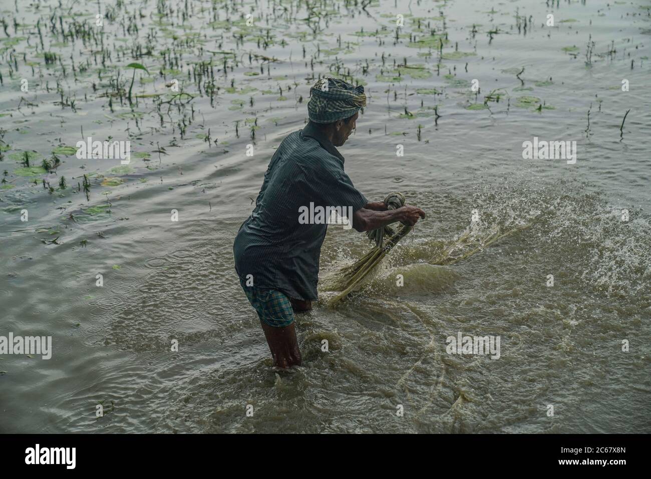 Dhaka, Dhaka, Bangladesh. 6th July, 2020. Bangladeshi farmers seen washing Jute in water in ...