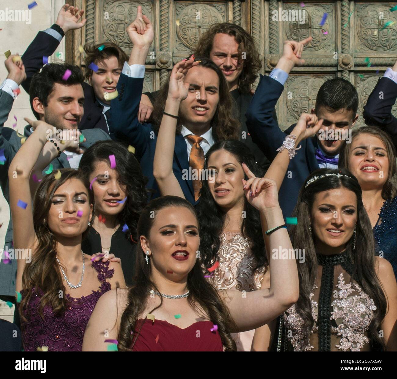 High school graduates celebrate the completion of their studies Stock ...