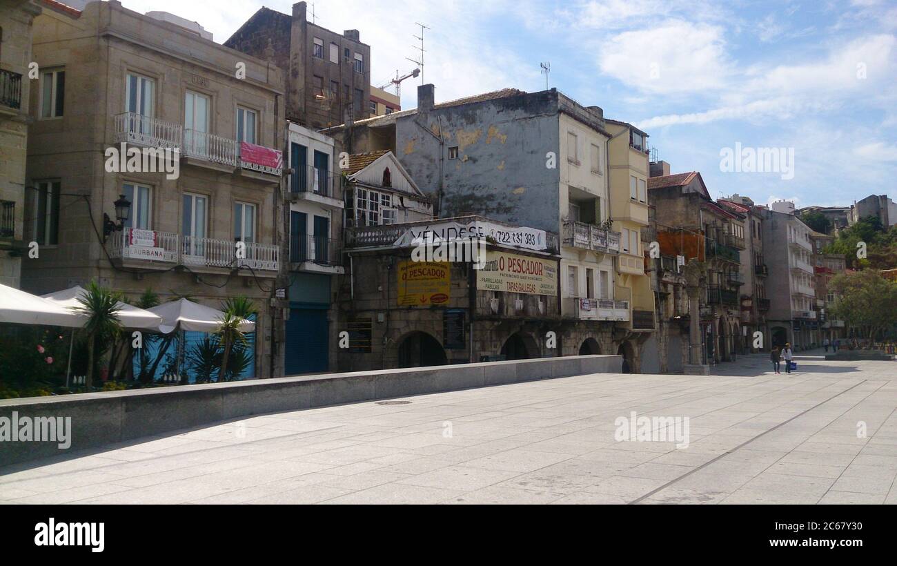 The stunning architecture of Vigo. Spain, Galicia. Old buildings, port ...