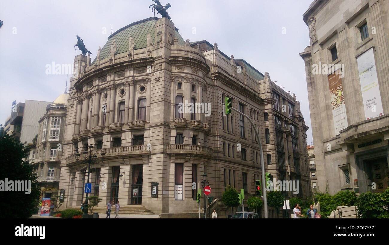 The stunning architecture of Vigo. Spain, Galicia. Old buildings, port ...