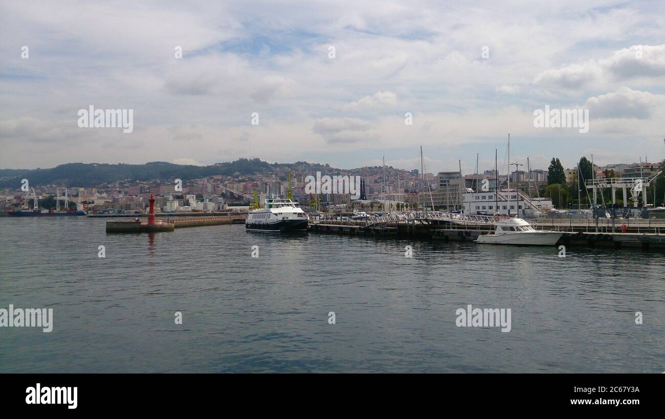 The stunning architecture of Vigo. Spain, Galicia. Old buildings, port ...