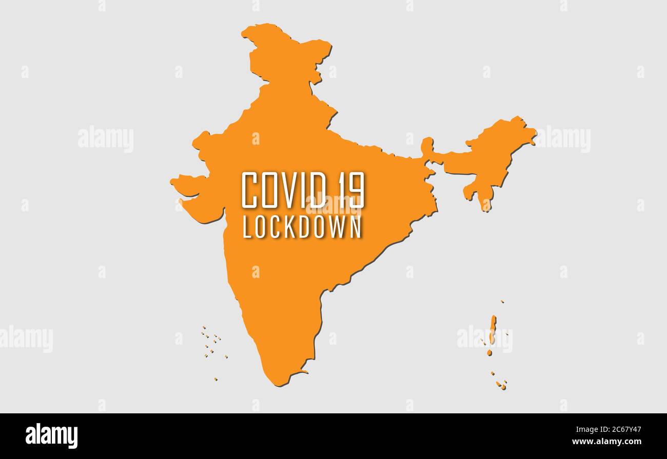 India map and written Covid 19 Lockdown in papercut style and drop ...
