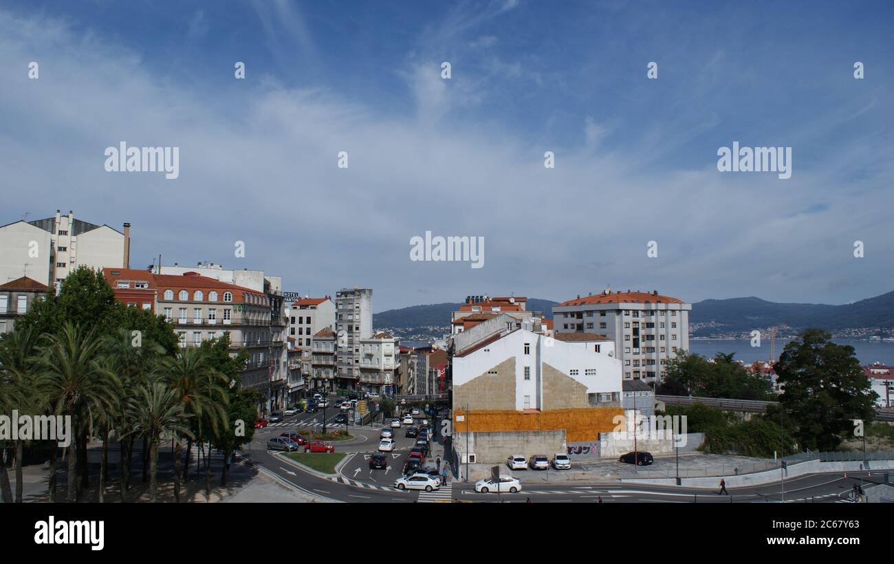 The stunning architecture of Vigo. Spain, Galicia. Old buildings, port ...
