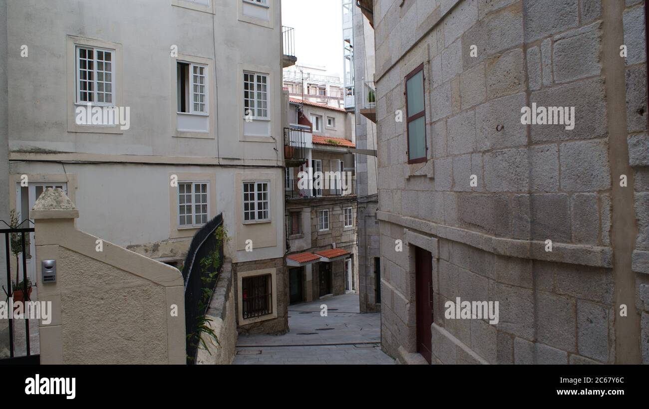 The stunning architecture of Vigo. Spain, Galicia. Old buildings, port ...