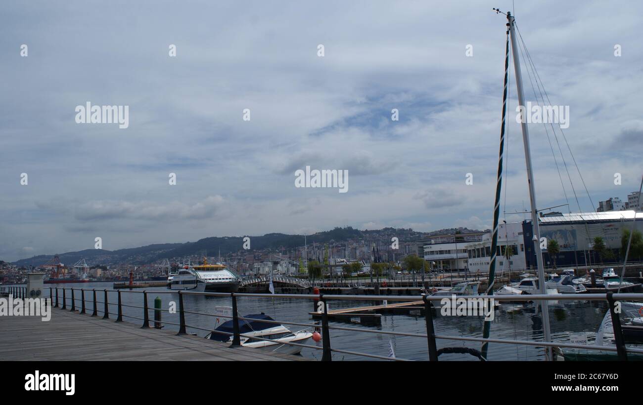 The stunning architecture of Vigo. Spain, Galicia. Old buildings, port ...