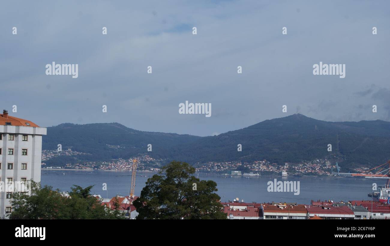 The stunning architecture of Vigo. Spain, Galicia. Old buildings, port ...