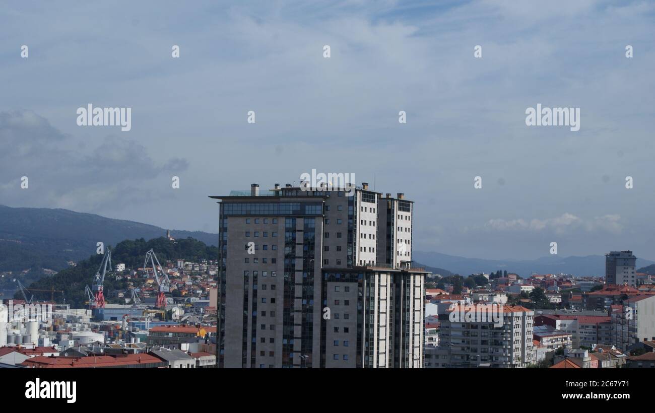 The stunning architecture of Vigo. Spain, Galicia. Old buildings, port ...