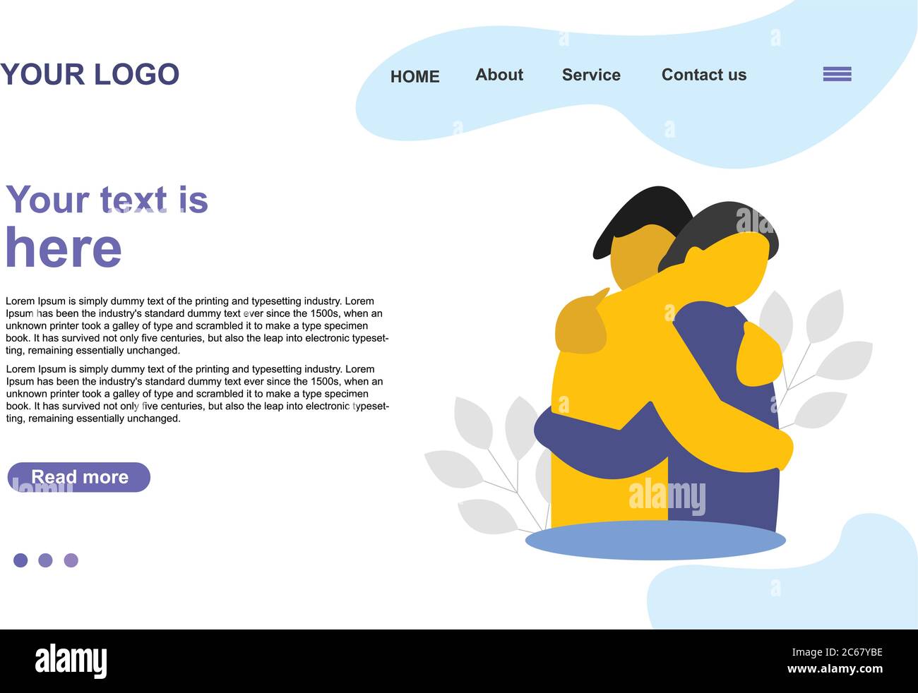 Concept of male friendship. Two happy guys hug each other Stock Vector ...