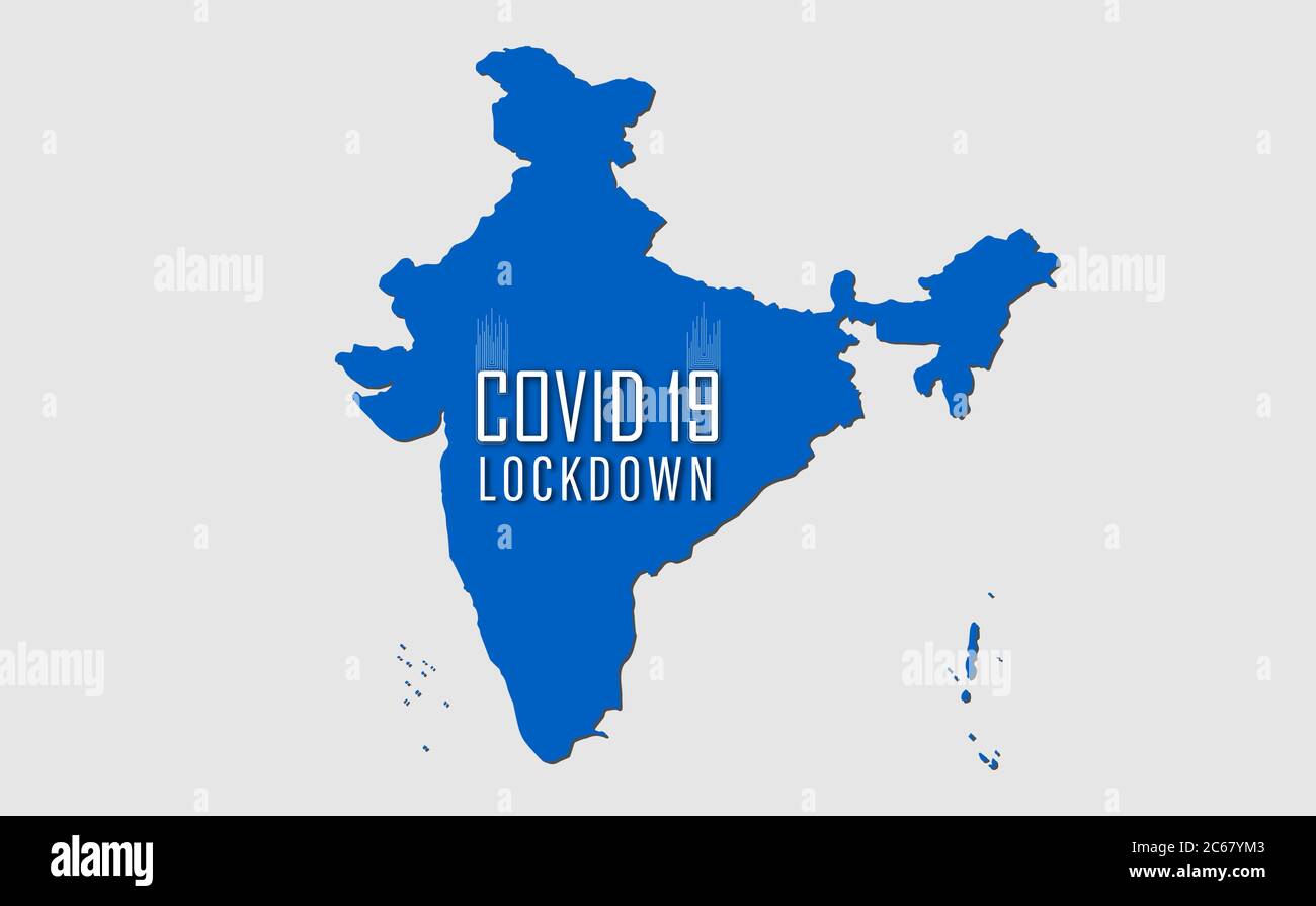 India map and written Covid 19 Lockdown in papercut style and drop ...