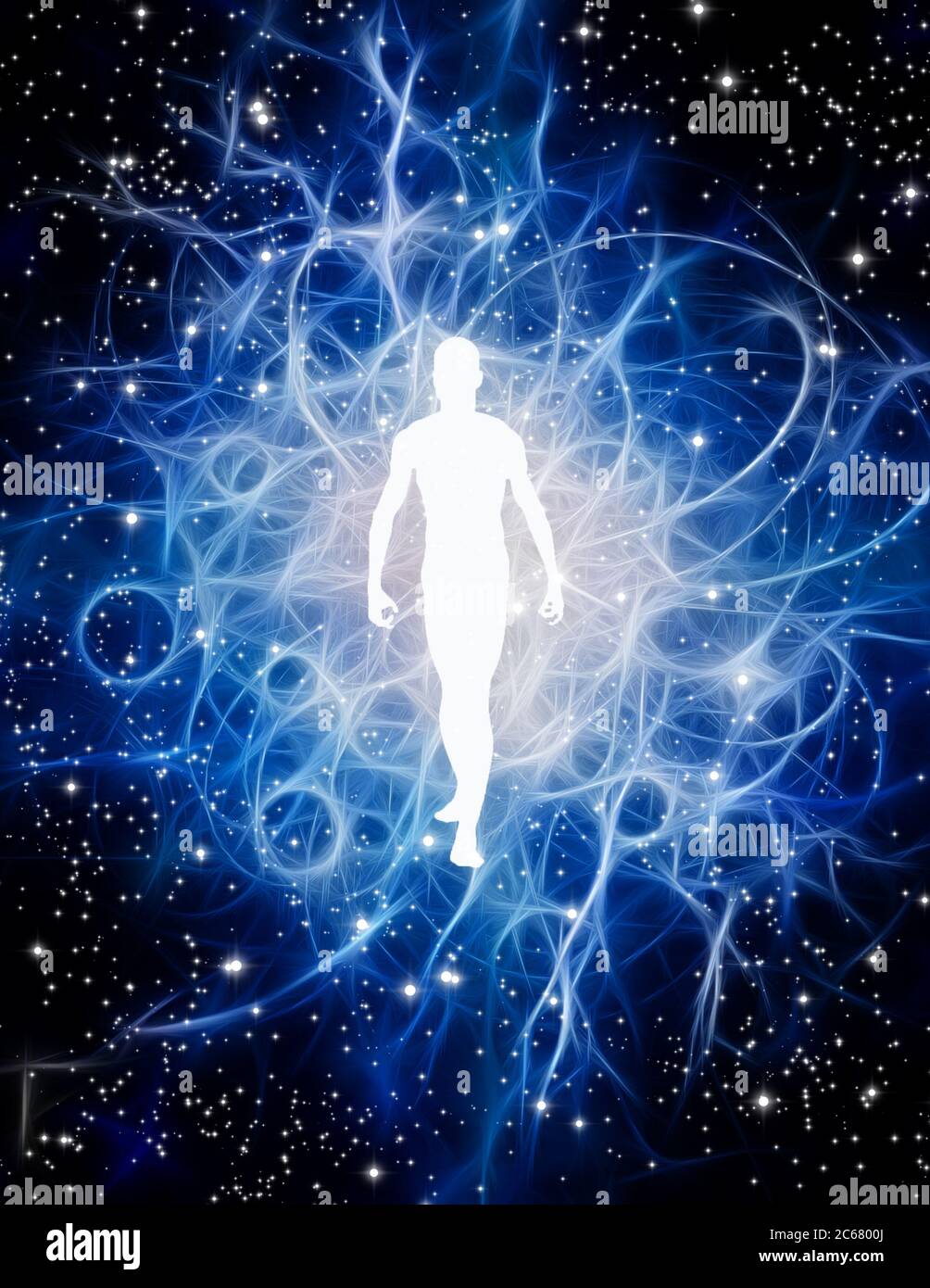 Human Figure Emerges from Light Stock Photo - Alamy