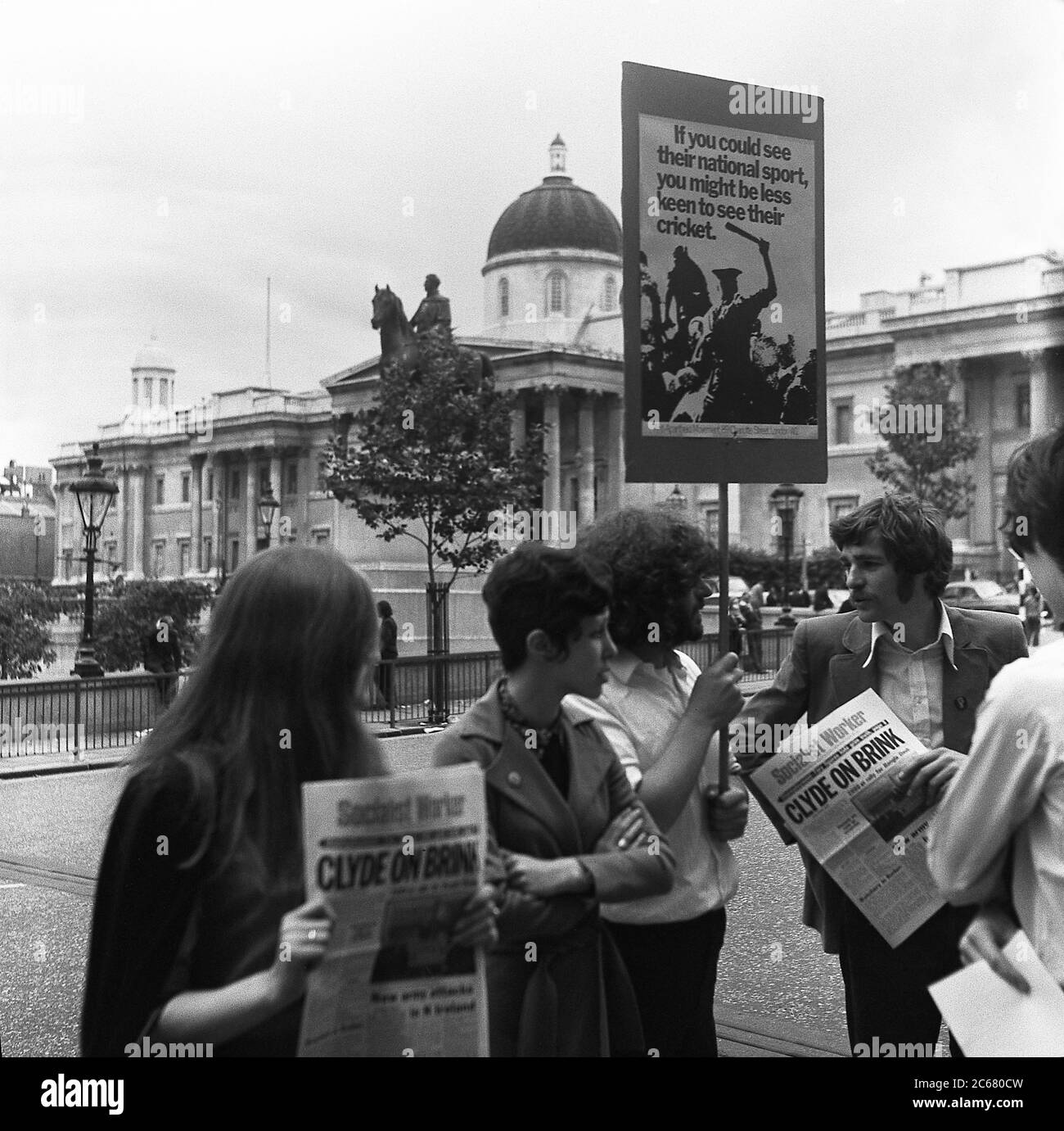 Protest against apartheid in South Africa, London, UK, 1971 Stock Photo ...