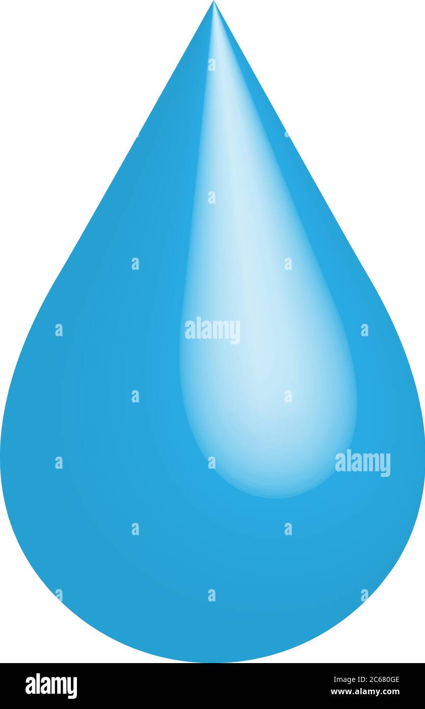 Blue water drop isolated on white background. 3D glossy vector object ...