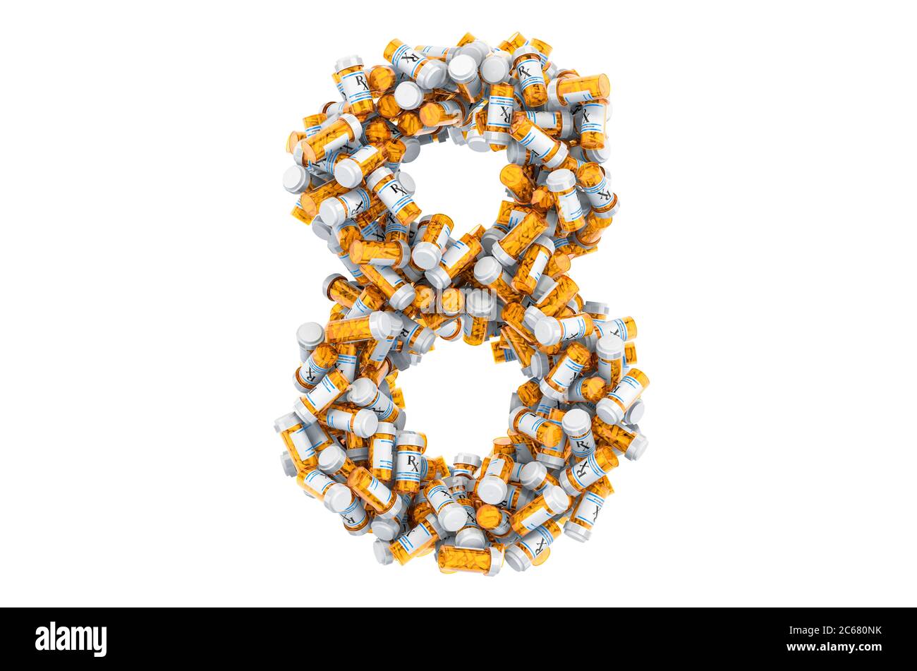Number 8 from medical bottles with drugs. 3D rendering Stock Photo - Alamy