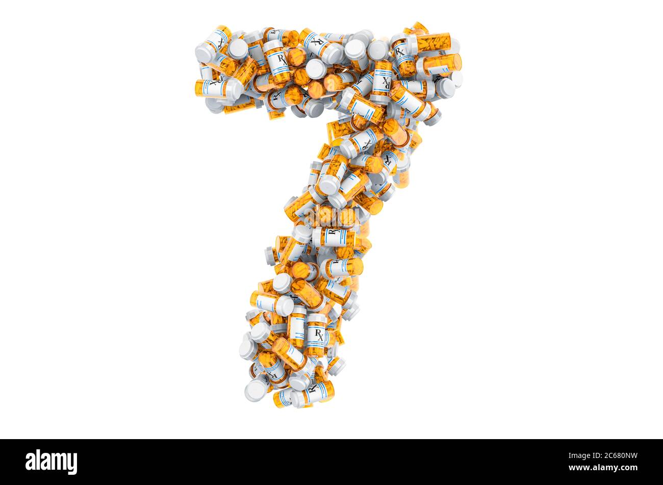 Number 7 from medical bottles with drugs. 3D rendering Stock Photo - Alamy