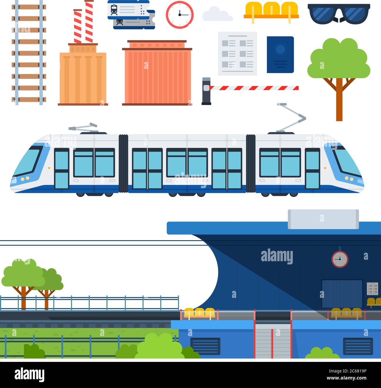 Train stopping at station Stock Vector Images - Alamy
