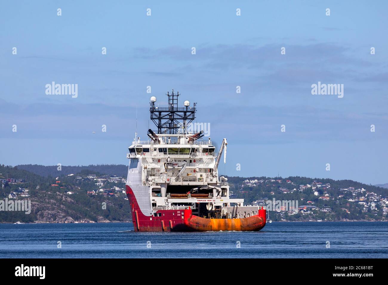 Offshore AHTS anchor handling tug supply vessel Siem Opal at Byfjorden ...