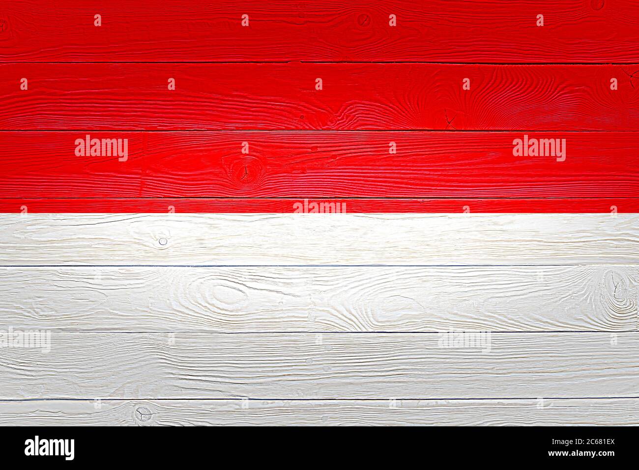 Indonesia flag painted on old wood plank background. Brushed wooden ...
