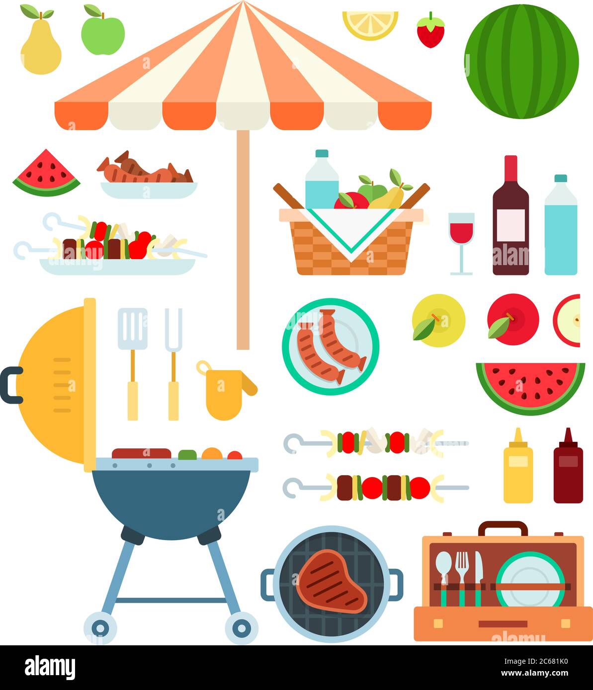 Summer Barbecue, Grill flat vector illustration Stock Vector Image ...