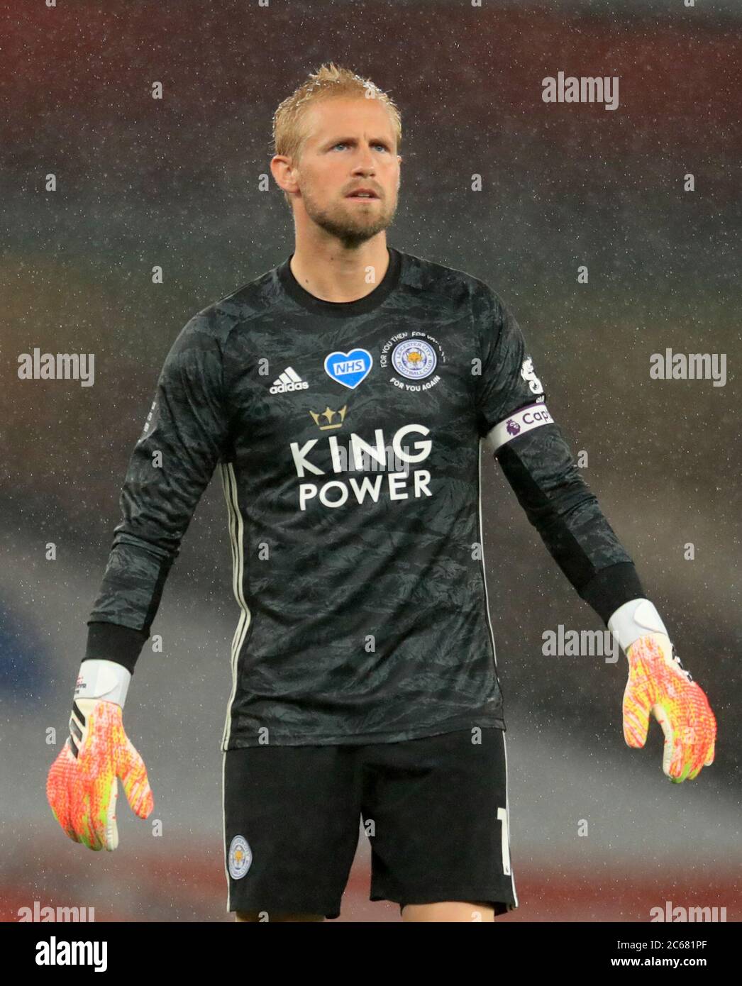 Leicester City goalkeeper Kasper Schmeichel during the Premier League ...