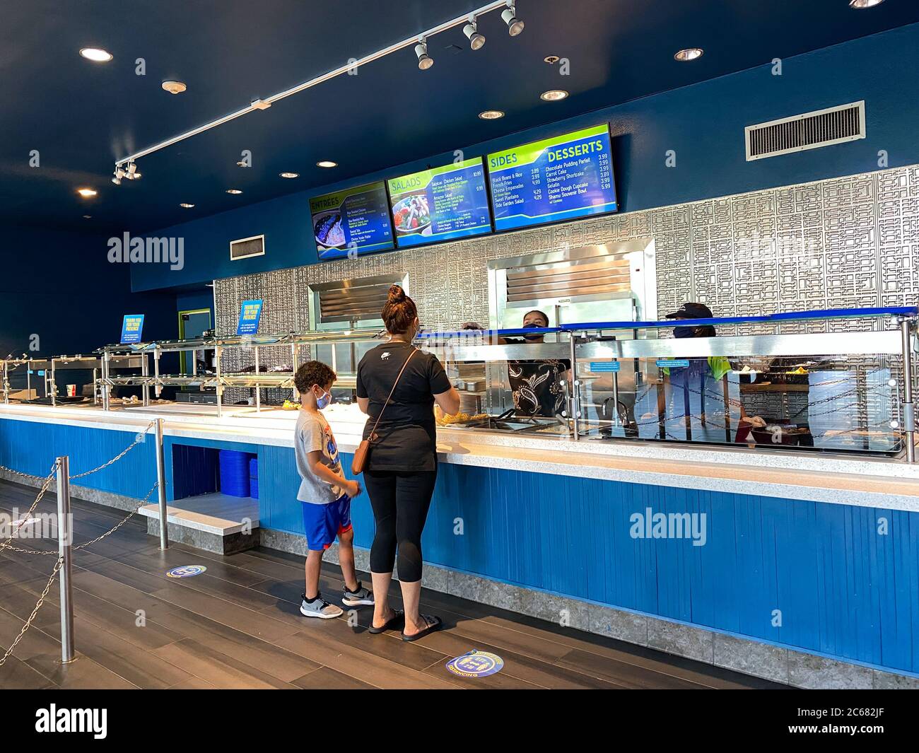 Orlando, FL/USA-7/3/20: People waiting to order food at the Waterway ...