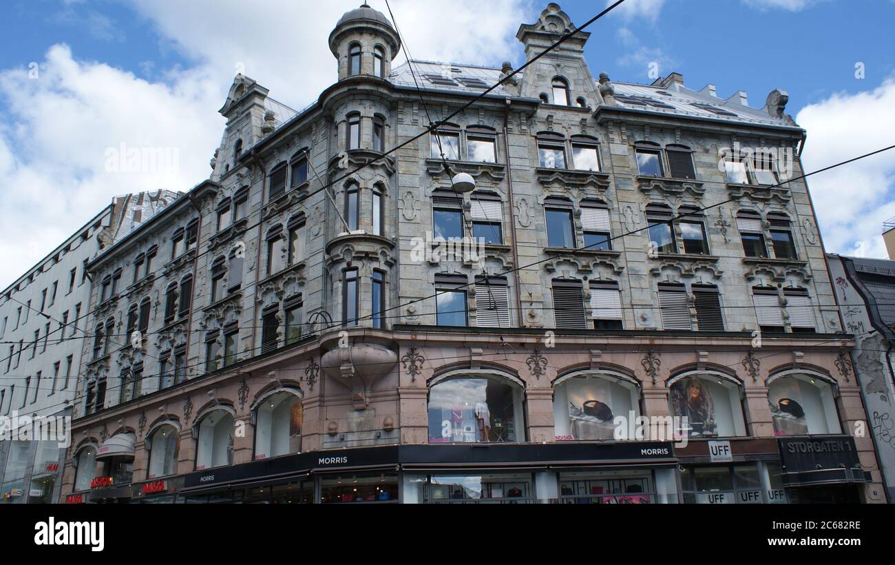 Beautiful Norwegian city of Oslo. Walking through the parks ...