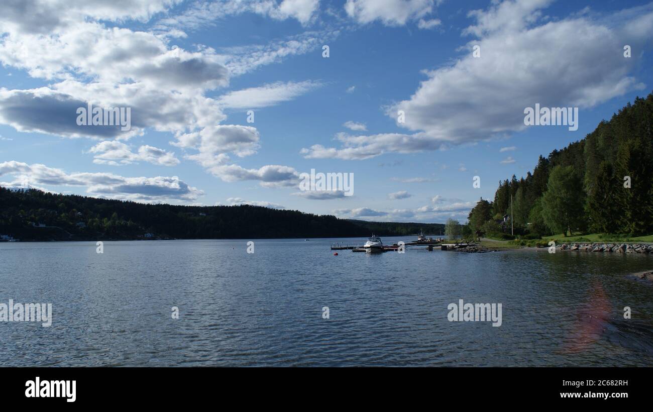 Beautiful Norwegian city of Oslo. Walking through the parks ...
