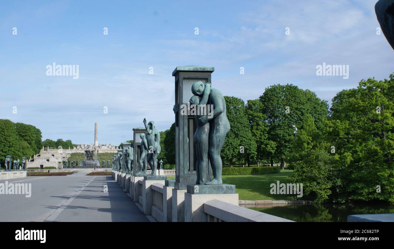 Beautiful Norwegian city of Oslo. Walking through the parks ...
