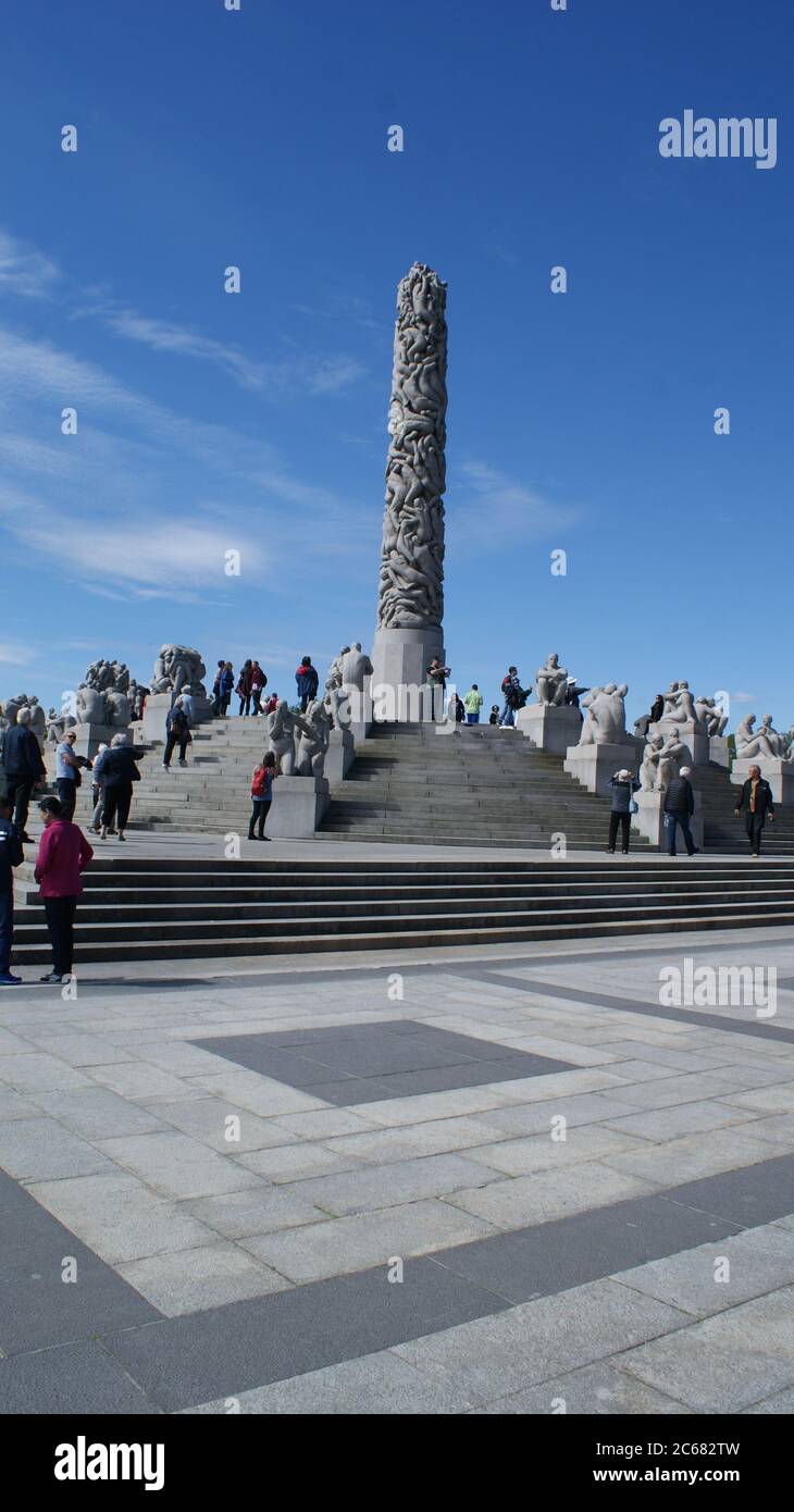 Beautiful Norwegian city of Oslo. Walking through the parks ...