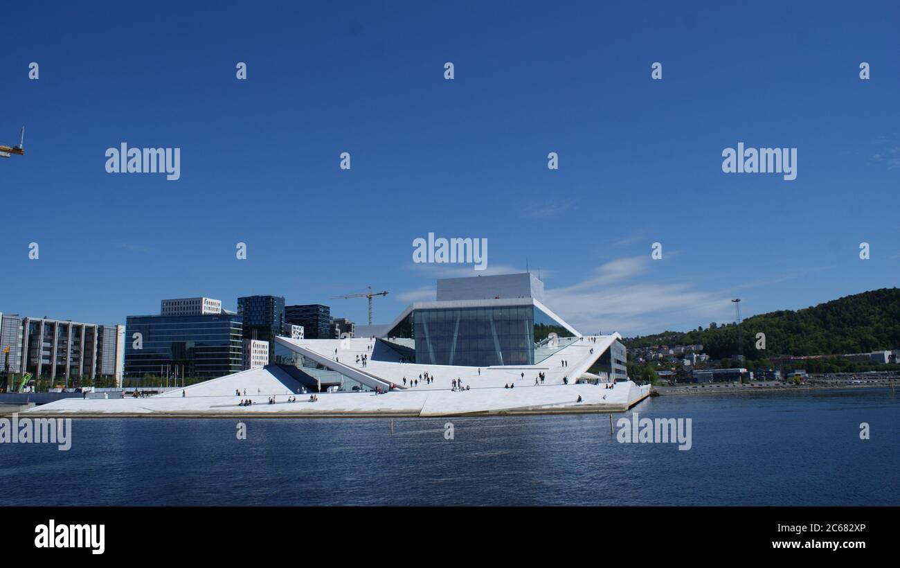 Beautiful Norwegian city of Oslo. Walking through the parks ...