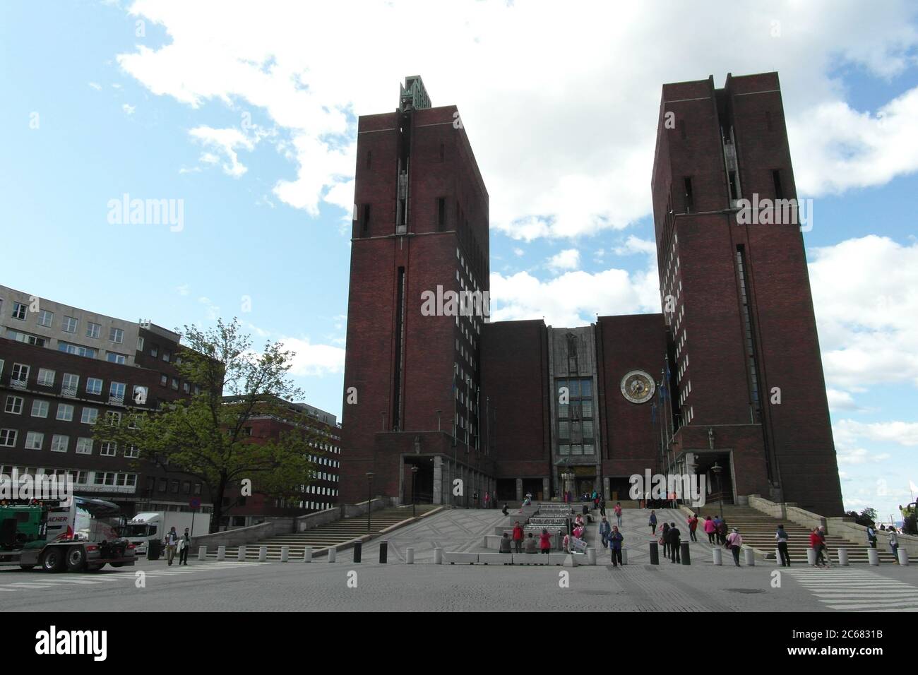 Beautiful Norwegian city of Oslo. Walking through the parks ...