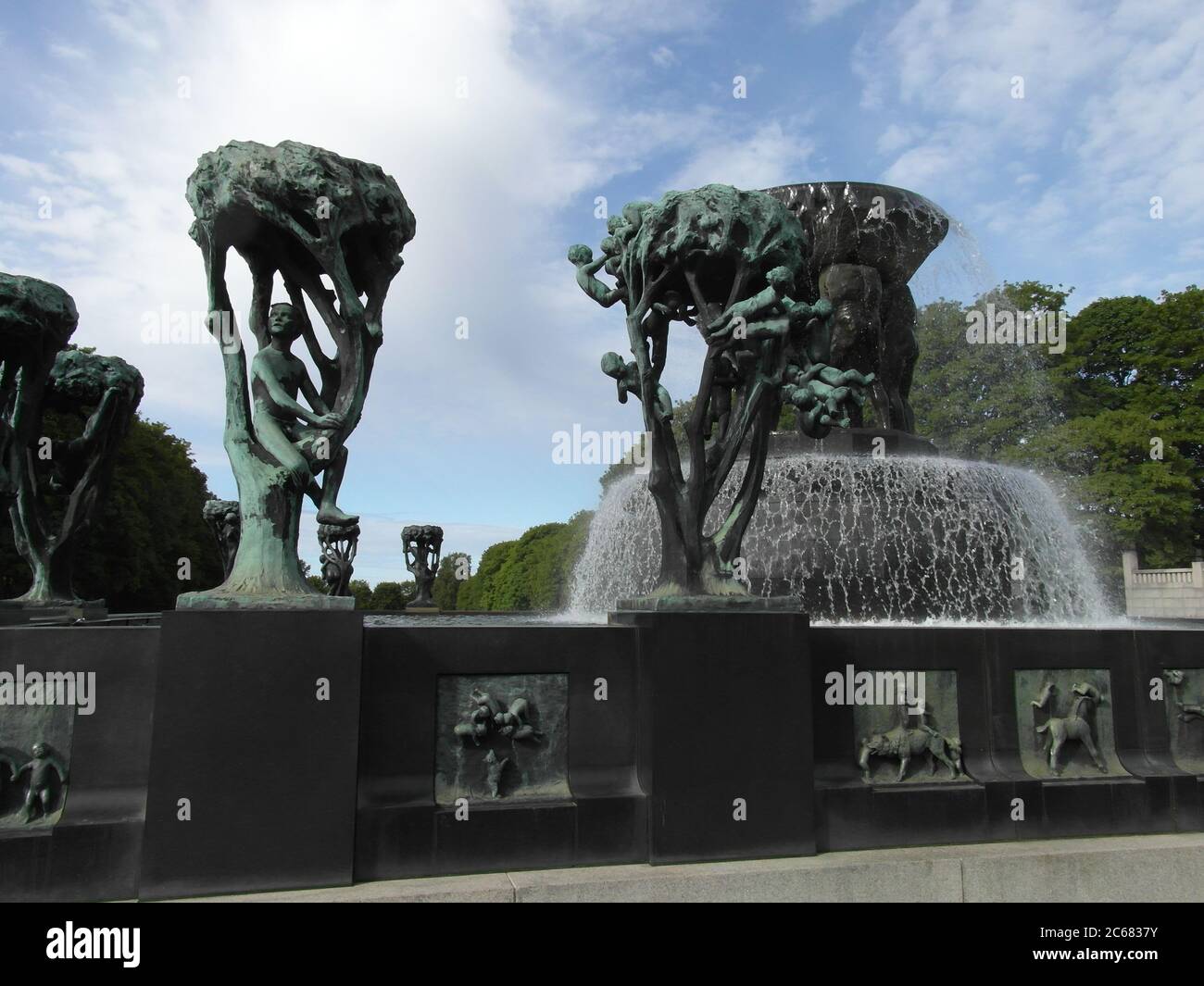 Beautiful Norwegian city of Oslo. Walking through the parks ...